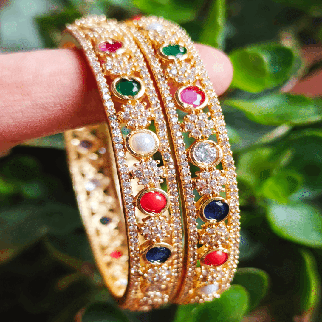 Navratna bangles - Harshianbu Jewellery