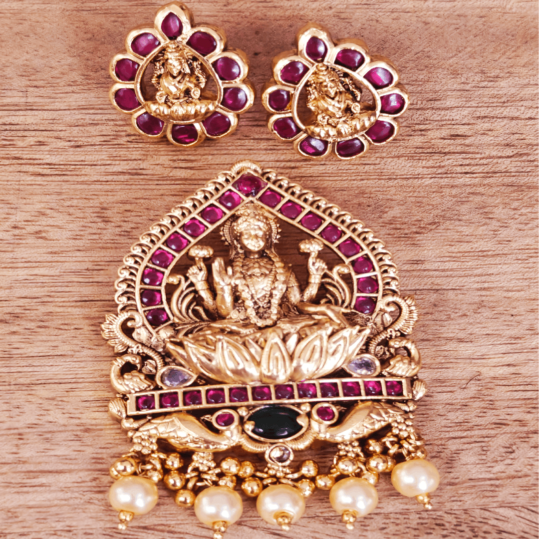 Agalya lakshmi pendant set - Harshianbu Jewellery