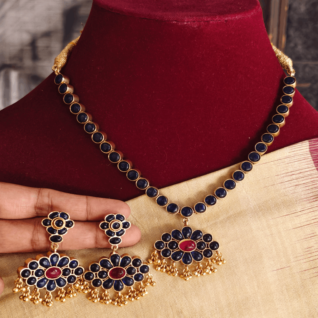 2 in 1 kemp necklace (Blue and Green) - Harshianbu Jewellery