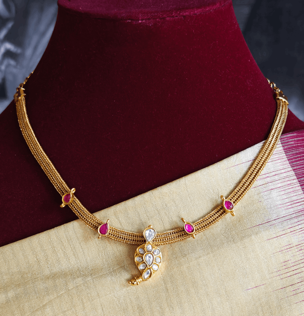 Maanga kundan necklace (White) - Harshianbu Jewellery