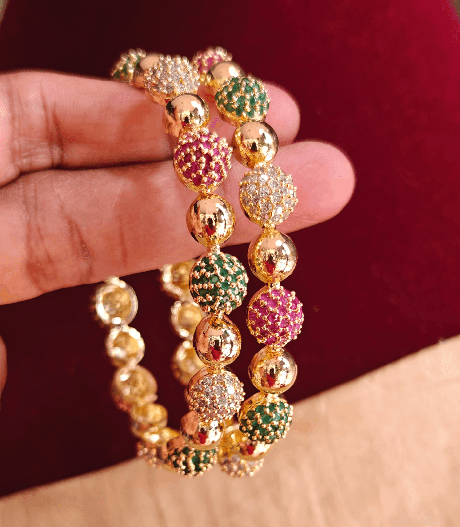 Ruby emerald ball bangles - Harshianbu Jewellery