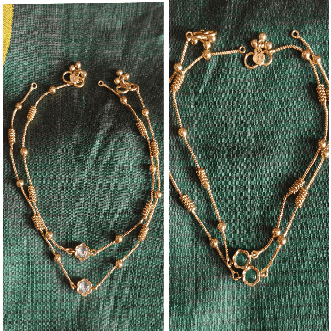 2 in 1 kal golusu (White/green) - Harshianbu Jewellery