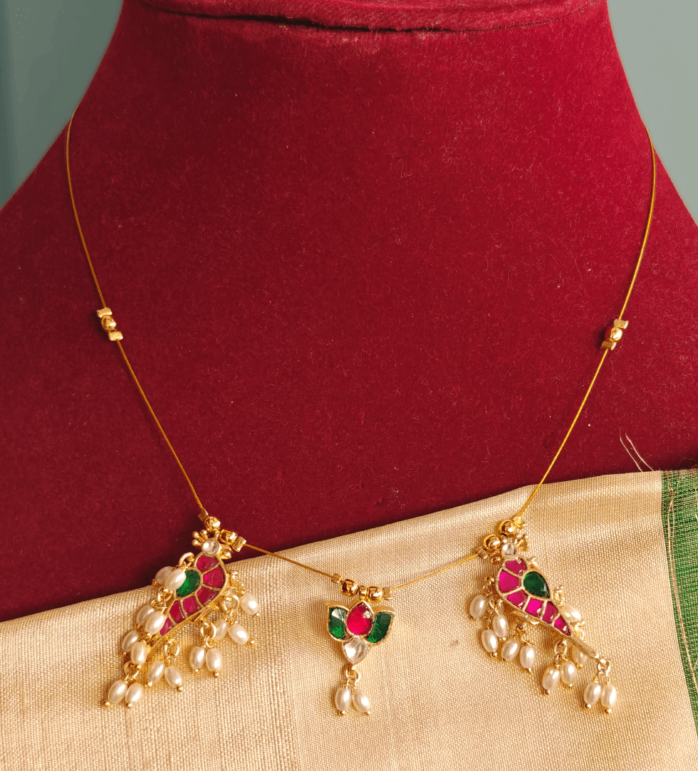 Bird lotus invisible set (Ruby green combo 2) - Harshianbu Jewellery