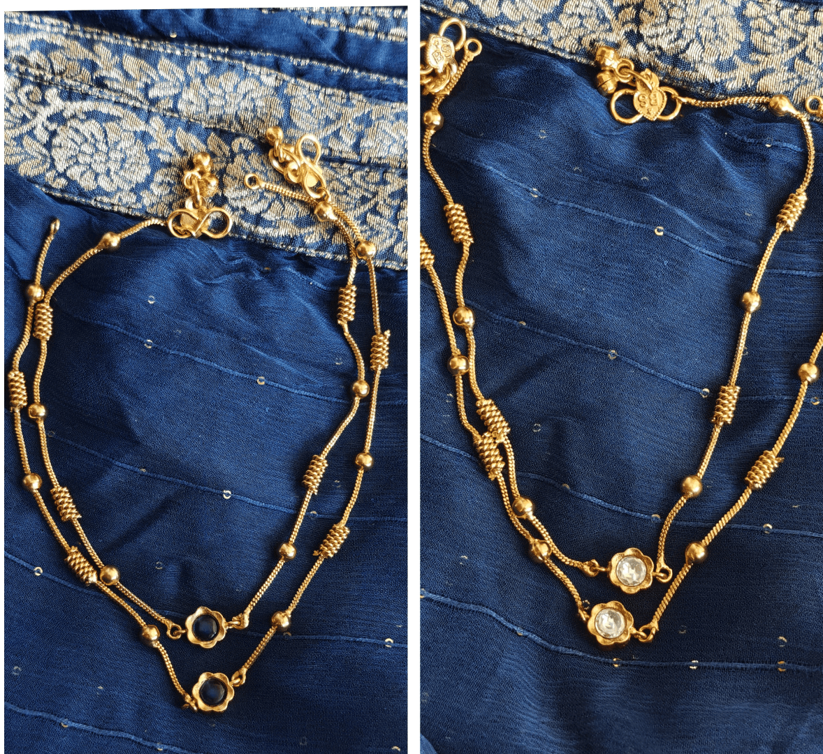 2 in 1 kal golusu (White/Blue) - Harshianbu Jewellery