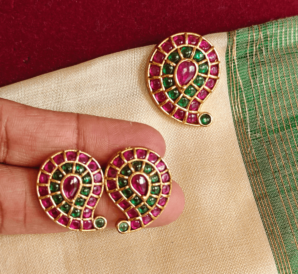 Ruby emerald mango pendant set - Harshianbu Jewellery