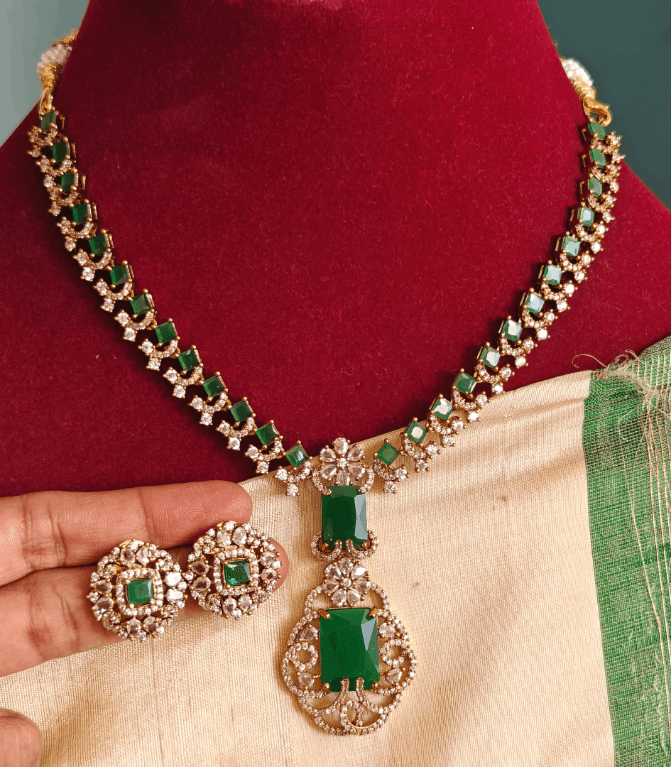 Nita ambani necklace (sage green) - Harshianbu Jewellery