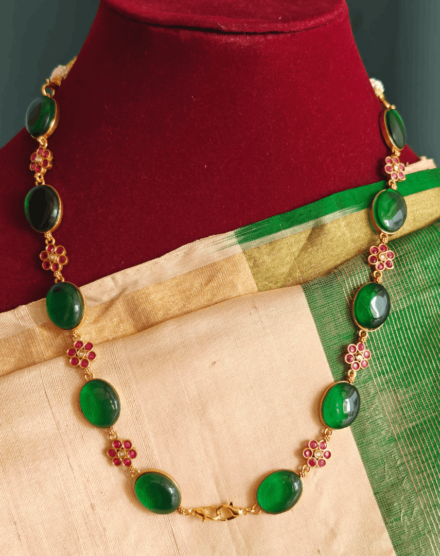 Oval stone chain (Green) - Harshianbu Jewellery
