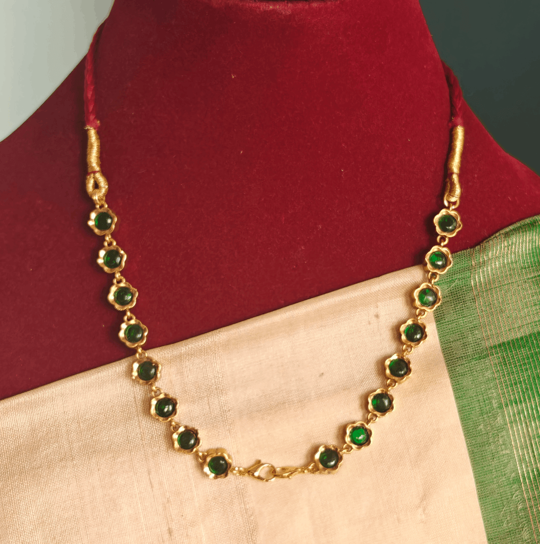 2 in 1 kal necklace chain (Red / green ) - Harshianbu Jewellery