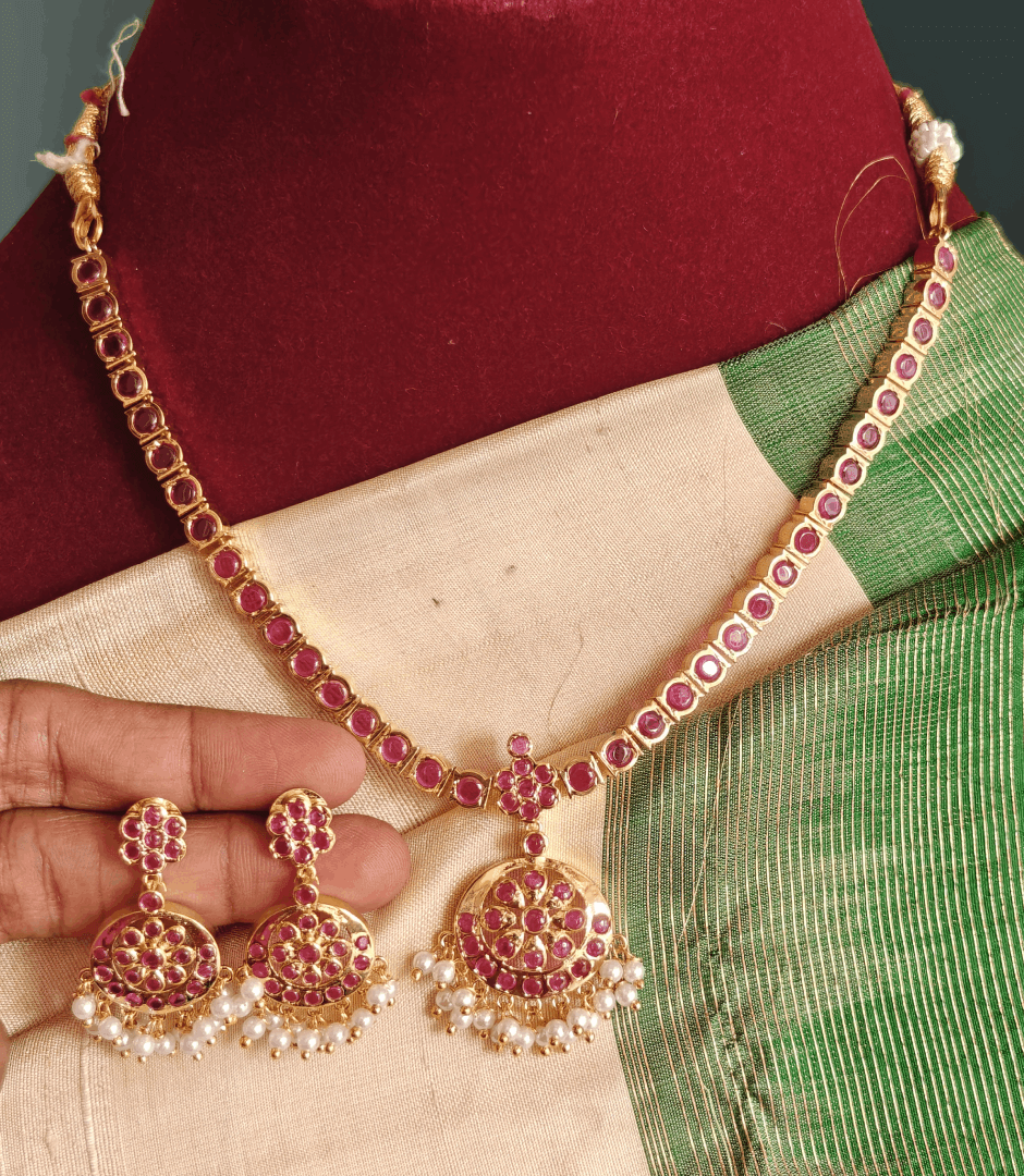 Ruby attigai necklace - Harshianbu Jewellery