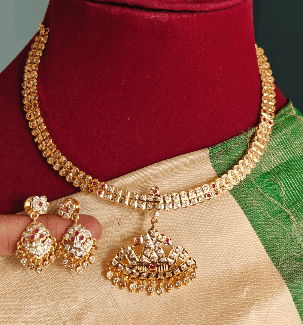 Rettai annam attigai set (Ruby white) - Harshianbu Jewellery