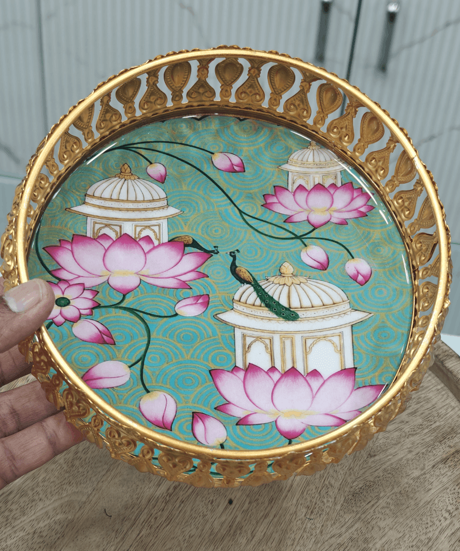 Lotus pichwai 6inch tray - Harshianbu Jewellery
