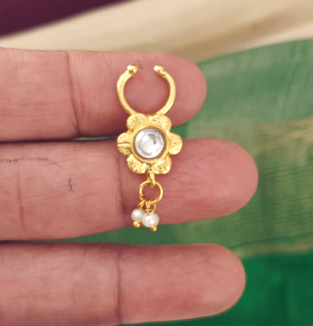 Flower septum ring (White) - Harshianbu Jewellery